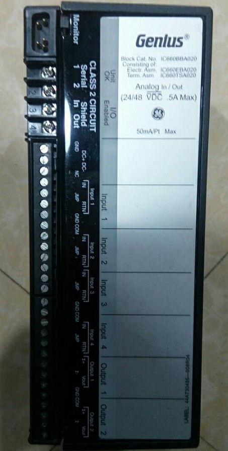 IC660BBA020 Block 24/48Vdc Analog 4 Inputs 2 Outputs GE PLC Genius I/O ...
